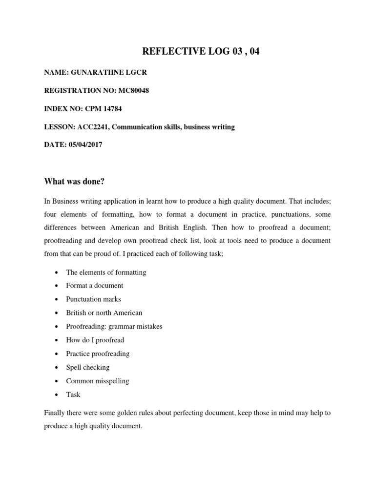 Reflective Log 03,04 | PDF