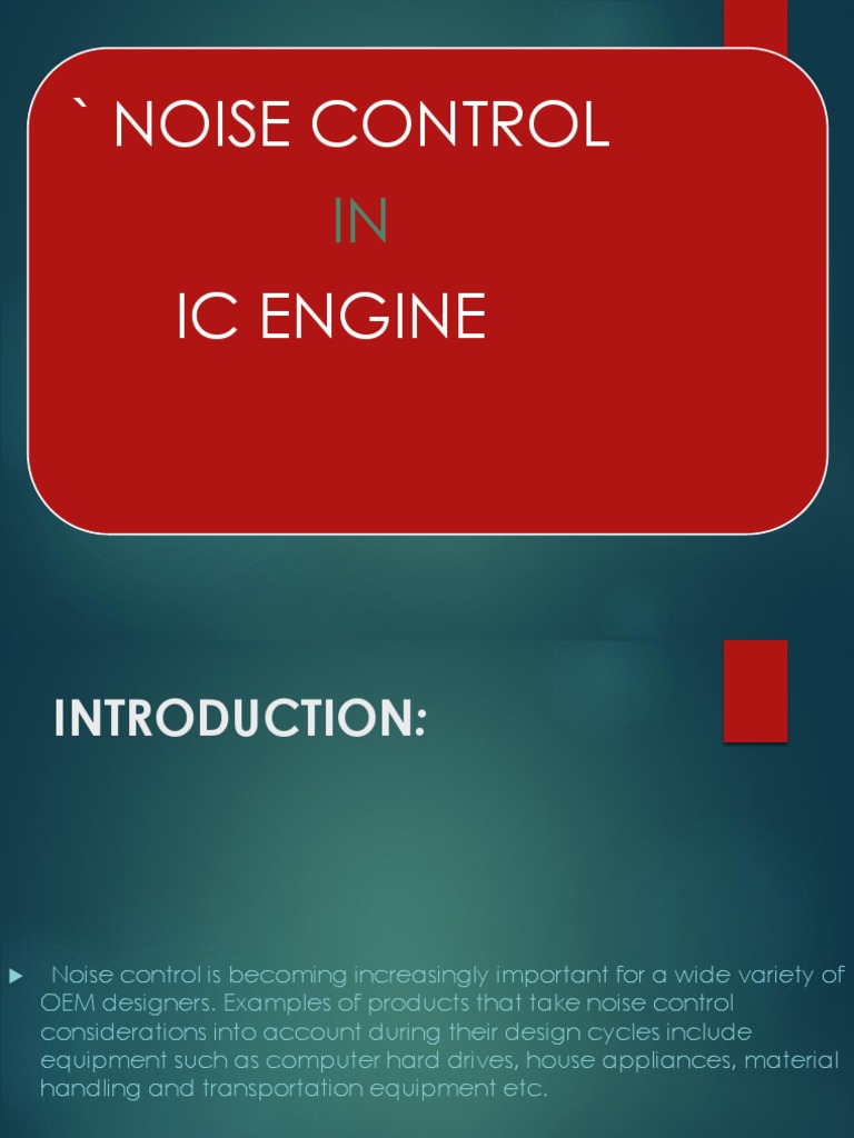 Noise Contol in Ic Engine | PDF | Sound | Internal Combustion Engine
