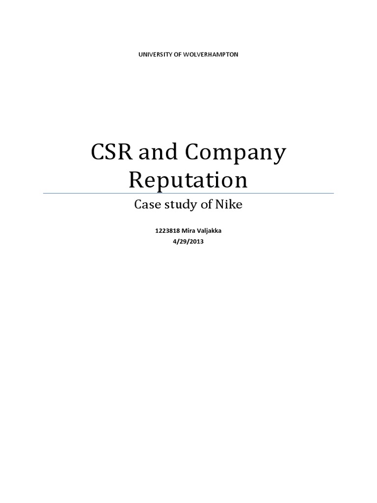 Nike | PDF | Corporate Social Responsibility | Reputation