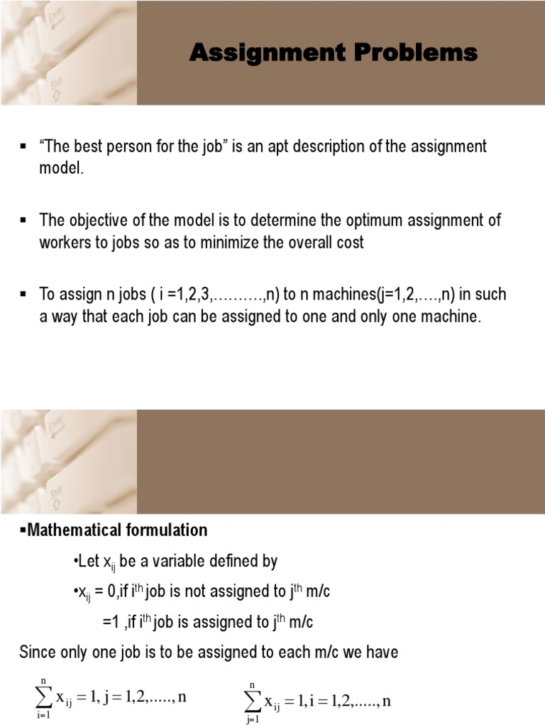 Assignment Problem | PDF | Mathematical Optimization | Sales