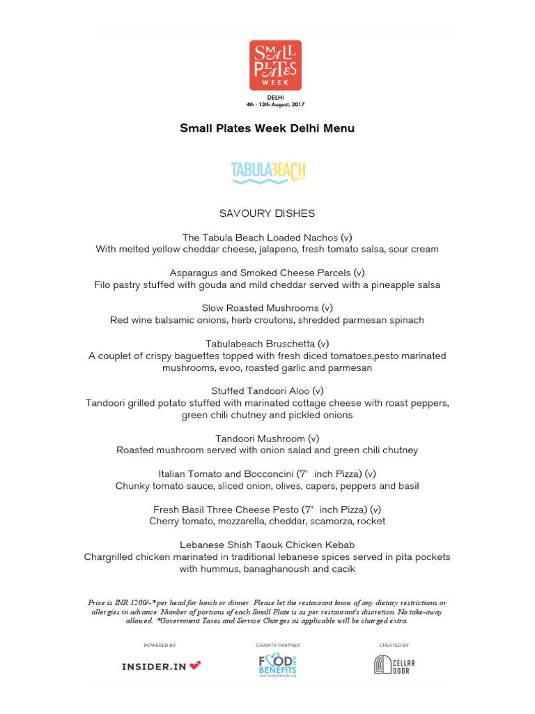 SPW A2017 Menu Tabula | PDF | Pizza | Kebab