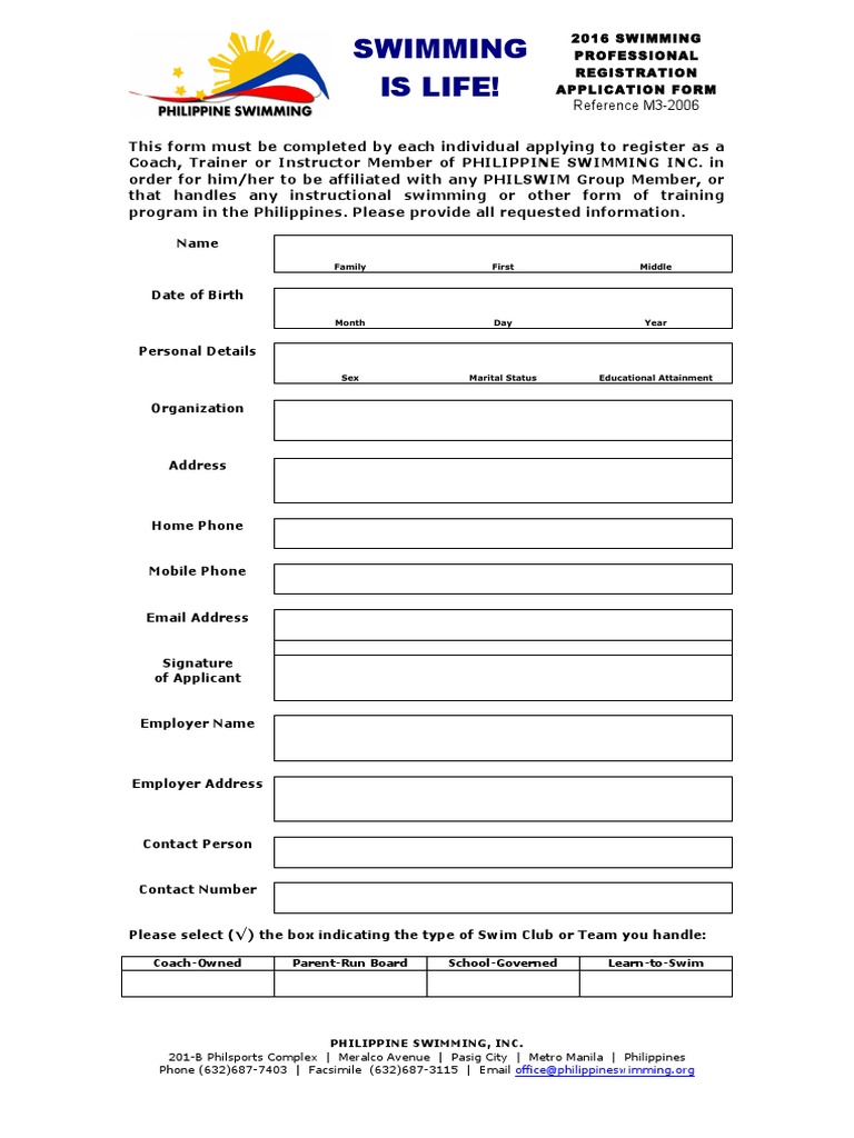2016 New Coach Registration Form.1a | PDF | Philippines | Cheque