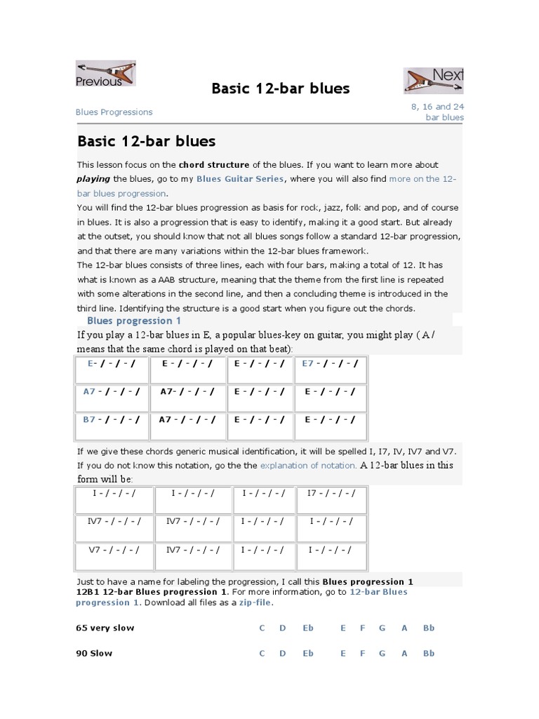 Basic 12-Bar Blues | PDF | Blues | Song Structure