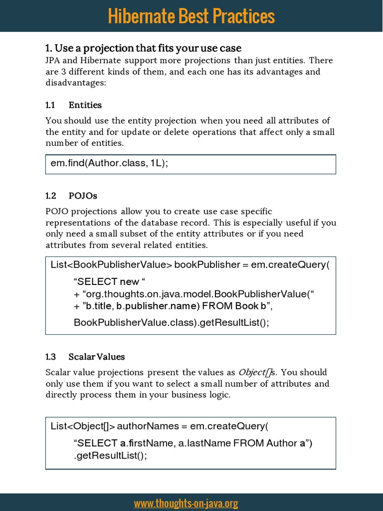 Hibernate Best Practices | Download Free PDF | Databases | Sql