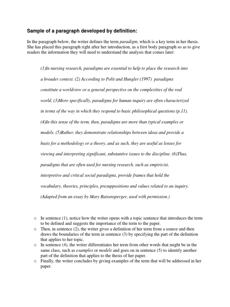 Sample of A Paragraph Developed by Definition | PDF