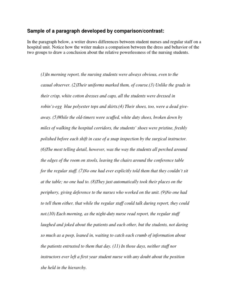 Sample of A Paragraph Developed by Comparison | PDF | Clothing | Wellness