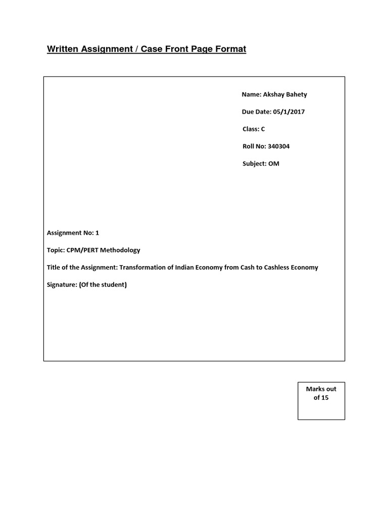Written Assignment / Case Front Page Format | Download Free PDF ...