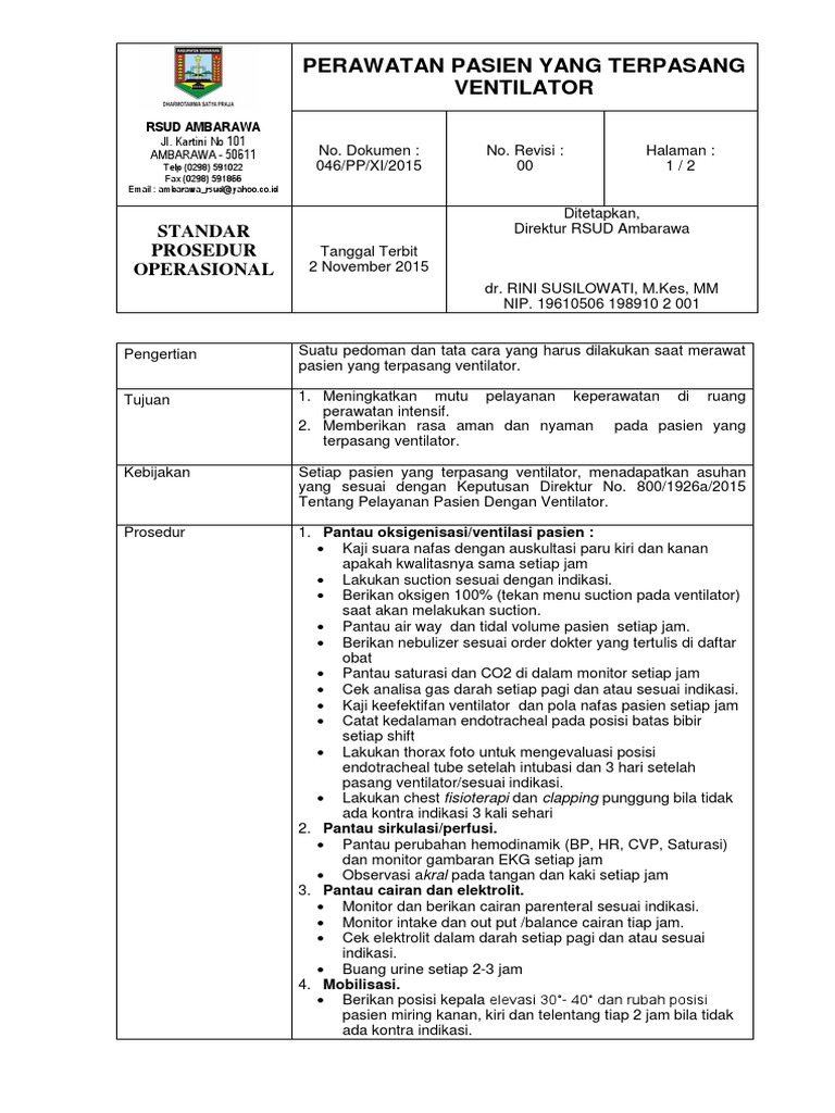 SPO Pasien Terpasang Ventilator | PDF