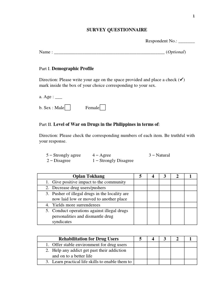 Questionnaire | PDF | Drug Rehabilitation | Substance Abuse