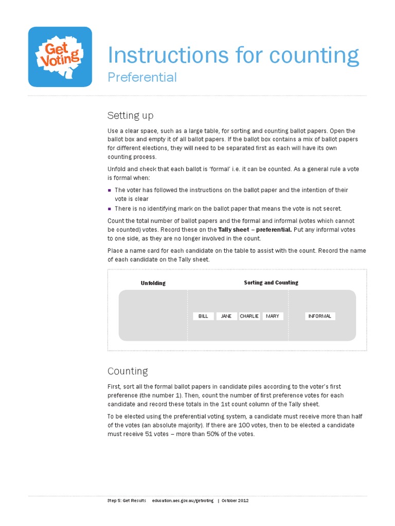 Instructions Counting Pref | PDF | Ballot | Voting