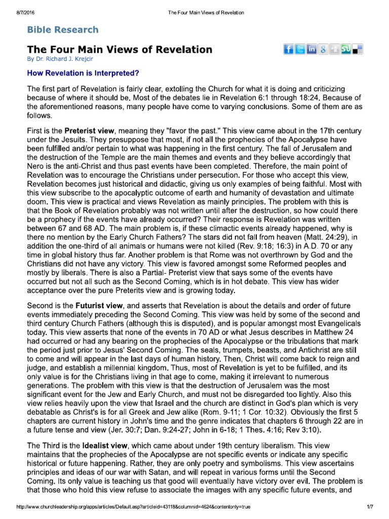 The Four Main Views of Revelation | PDF