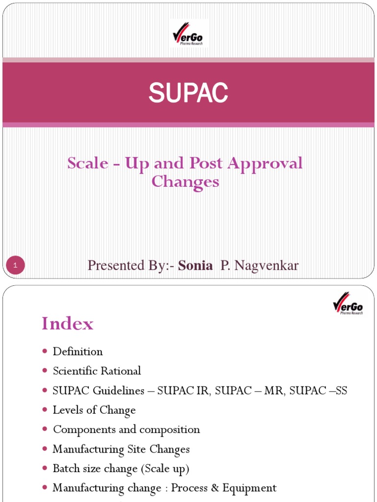 SUPAC Guidelines Overview for Pharma | PDF | Pharmacy | Chemistry