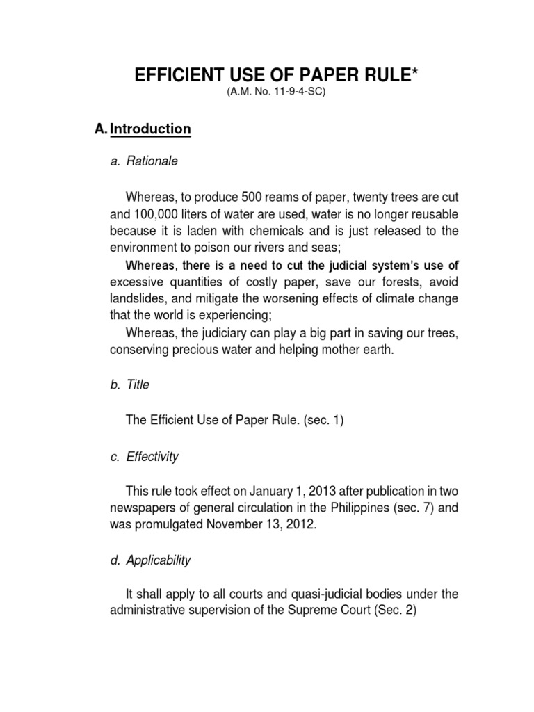 Efficient Use of Paper Rule Guidelines | PDF | Judiciaries | Government ...