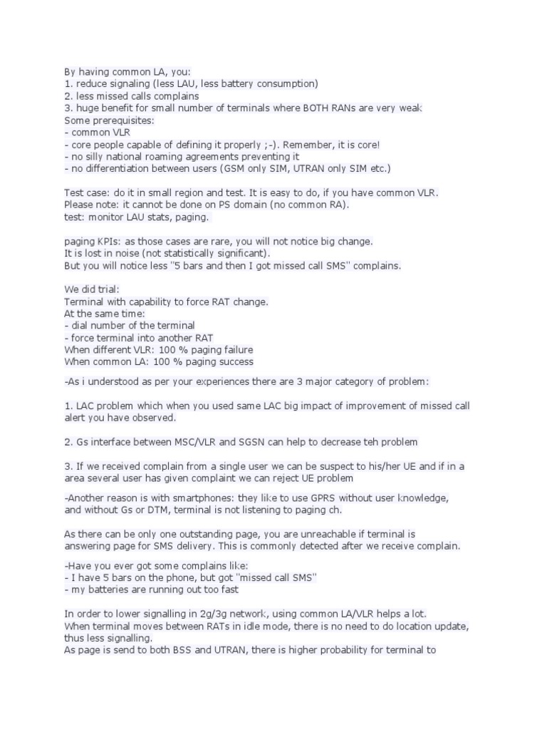 Common Lac in 2G&3G | PDF | Mobile Telecommunications | Communication