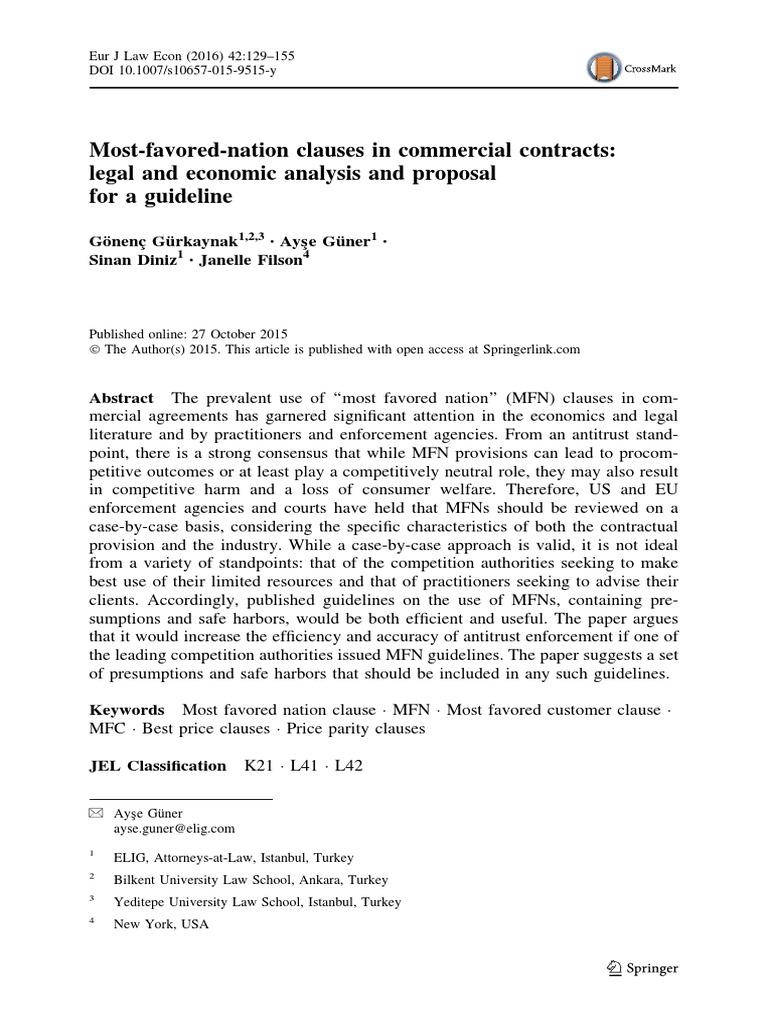 Most Favored Nation Clause | PDF | Competition Law | Competition