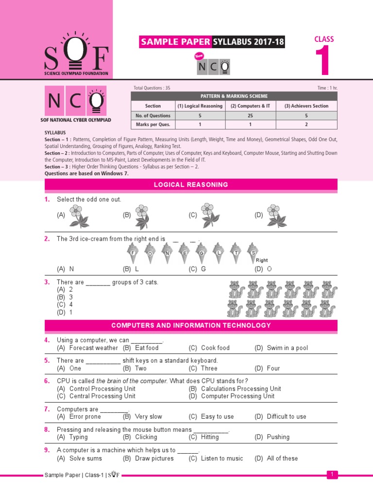 Nco Sample Paper Class-1 | PDF | Button (Computing) | Software