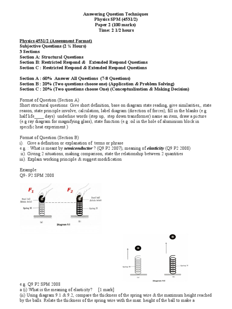 SPM Physics Paper 2 Answering Techniques | PDF | Optical Fiber | Lens ...