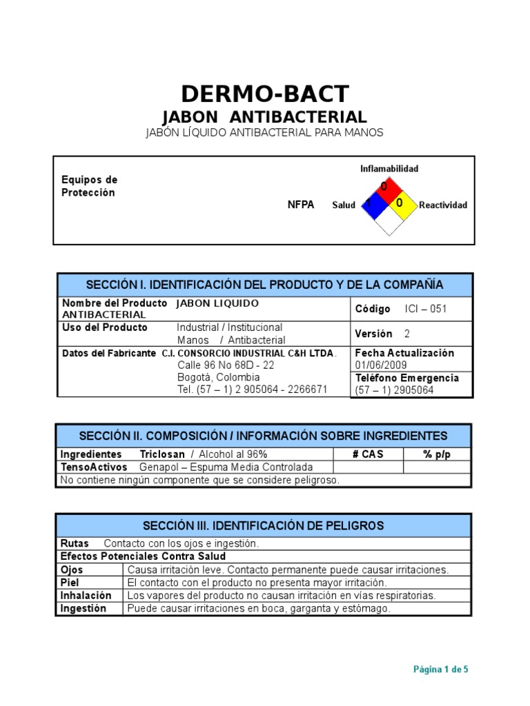 Ficha Tecn. Dermobact | Descargar gratis PDF | Agua | Química Ficha Tecn. Dermobact | Descargar gratis PDF | Agua | Química