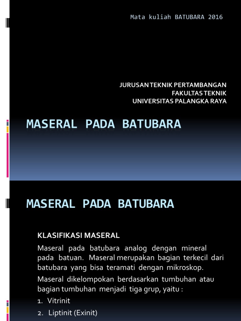 Klasifikasi Maseral Batubara dan Karakteristiknya | PDF
