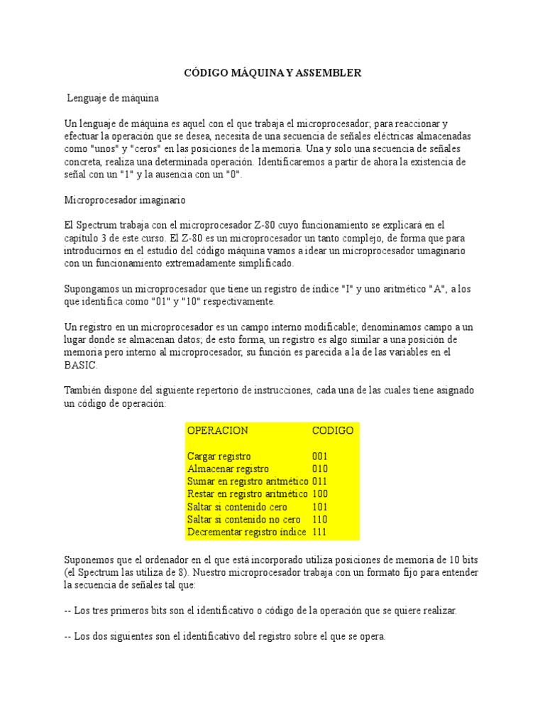 Codigo Maquina y Assembler | PDF | Programa de computadora | Programación