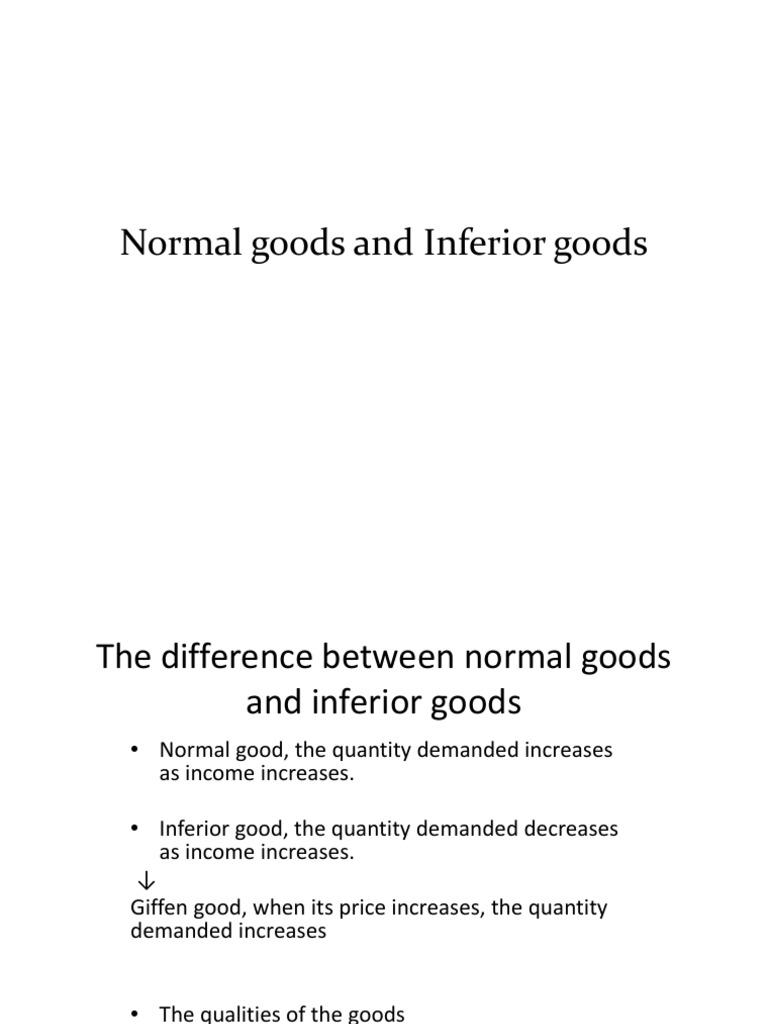 Difference Between Normal Goods and Inferior Goods