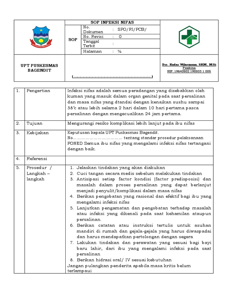 SOP Infeksi Nifas | PDF