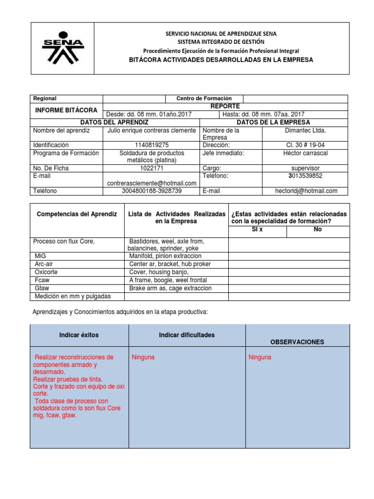 Nuevo Formato de Bitacora | PDF | Science | Tecnología (general)