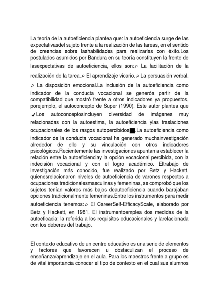 La Teoría de La Autoeficiencia Plantea Que | PDF | Autoeficacia ...