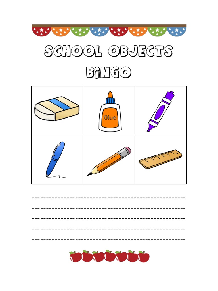 School Objects Bingo 6 | PDF