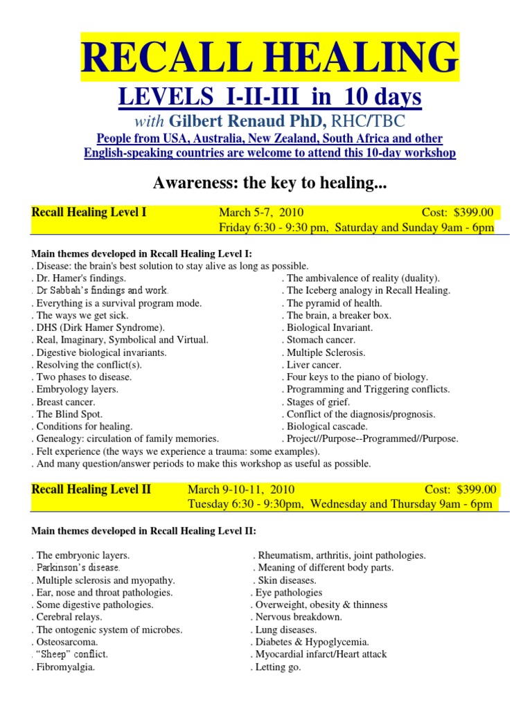 Recall Healing March 2010 - Official Flyer | PDF | Clinical Medicine ...