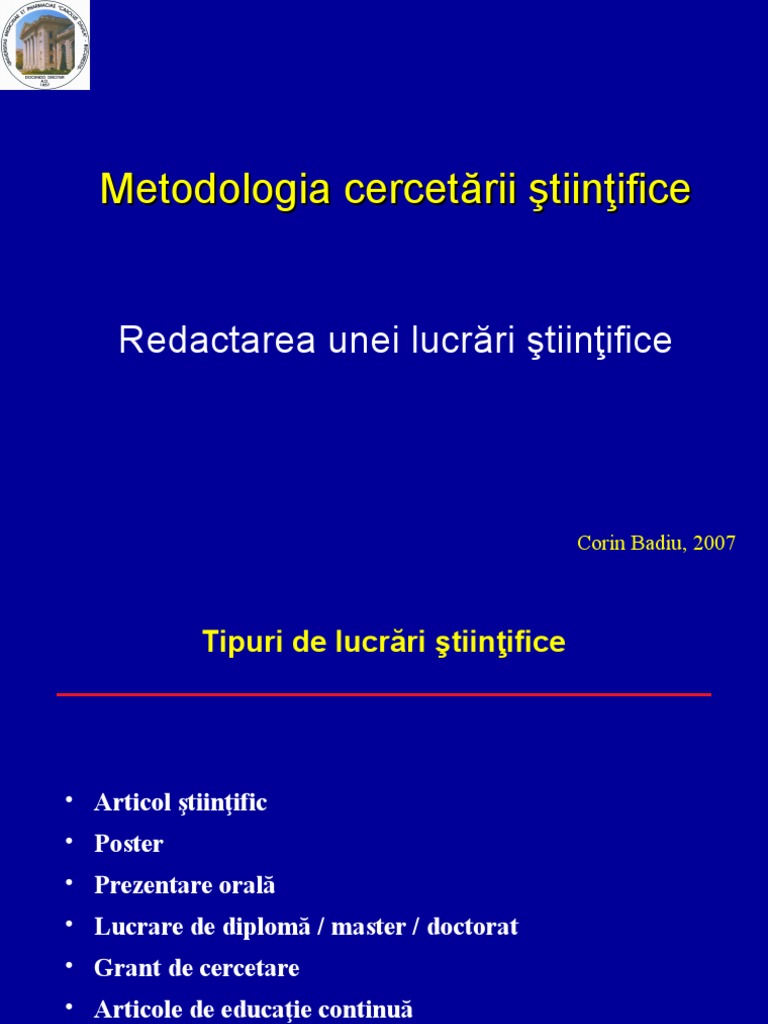 Metodologia Cercet Ă Rii Ş Tiin Ţ Ifice | Download Free PDF | Science ...