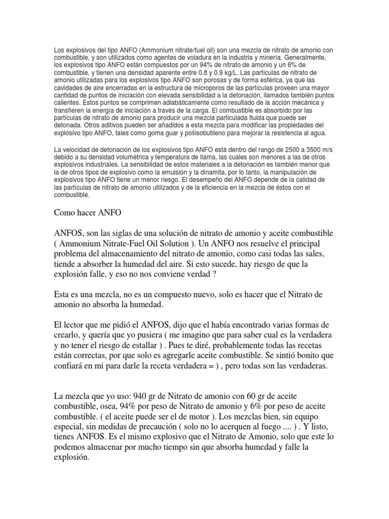 Anfo | PDF | Material explosivo | Química