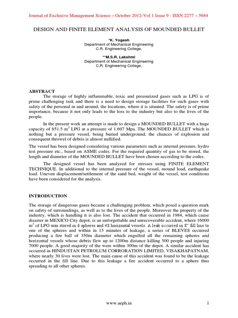 Design and Finite Element Assessment of Mounded Bullet PDF | PDF ...