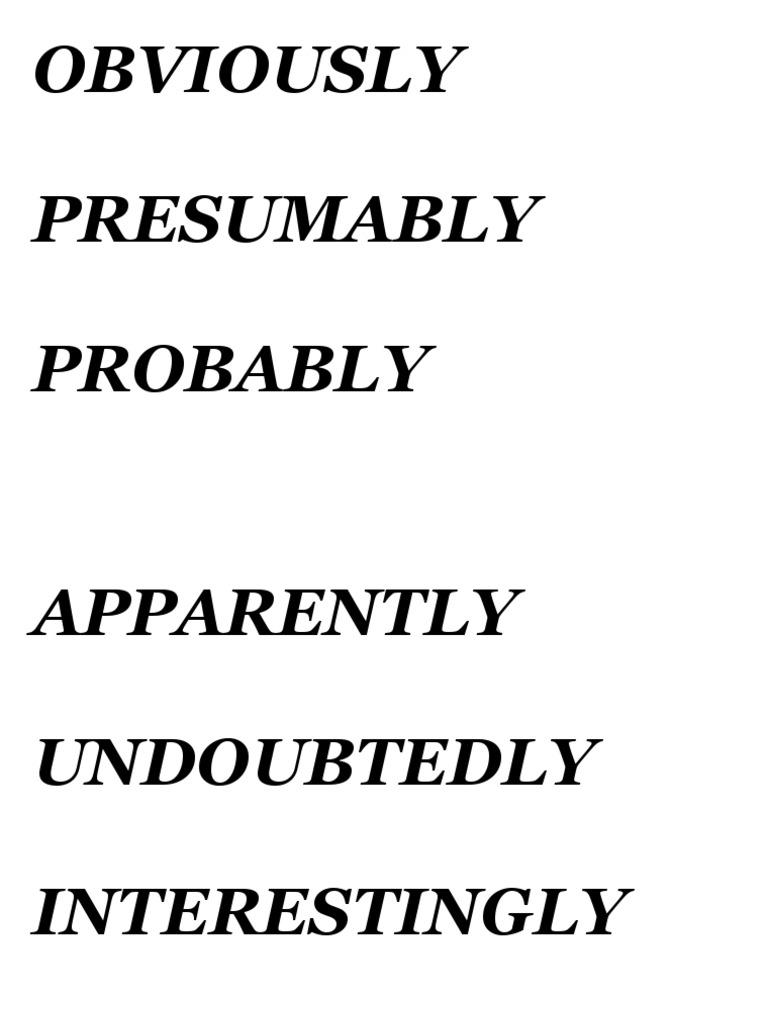 Obviously Presumably Probably | PDF