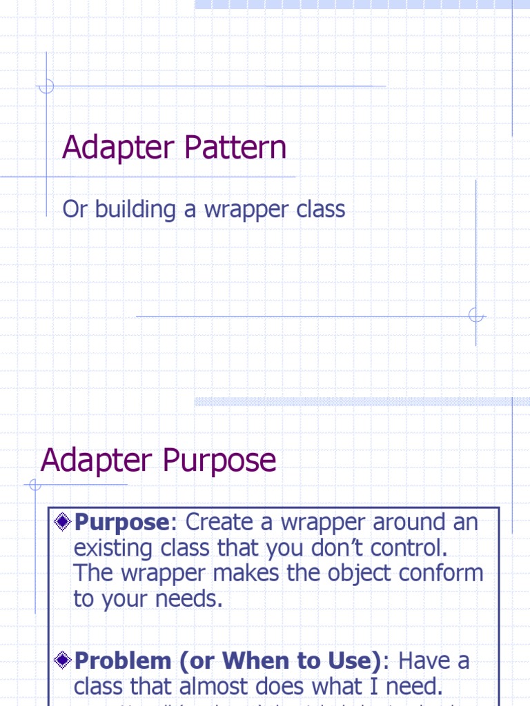 Adapter Pattern Or Building A Wrapper Class Pdf Application Programming Interface Integer