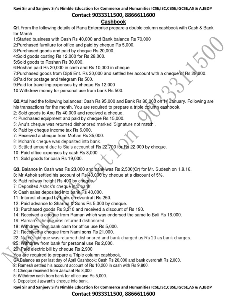 Cashbook Worksheet | PDF | Overdraft | Cheque