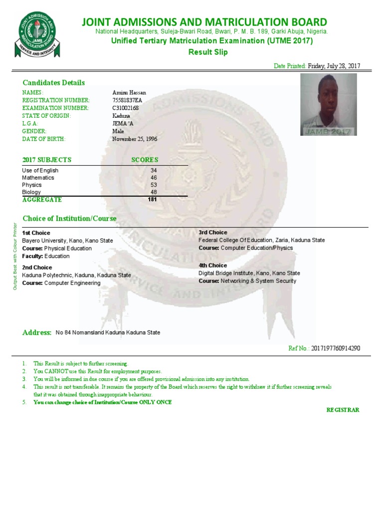 Joint Admissions and Matriculation Board: Unified Tertiary ...