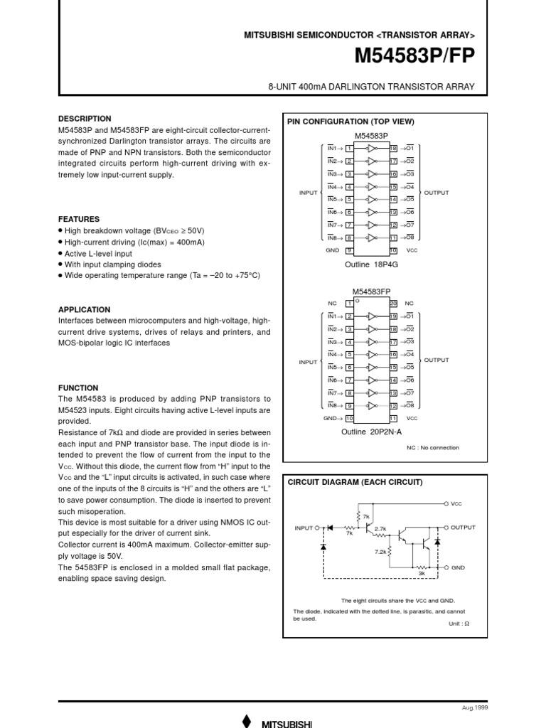 M54583P (FP) | PDF | Transistor | Bipolar Junction Transistor