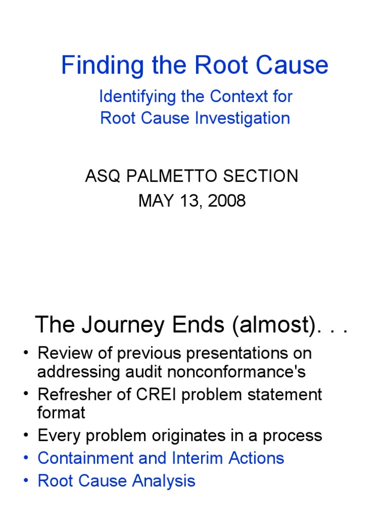 Identifying The Context For Root Cause Investigation | PDF | System ...