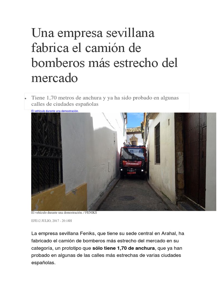 BULKANO El Camión de Bomberos Más Estrecho Del Mercado | PDF | Bombero ...