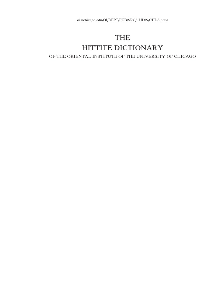 Hittite Dictionary Uchicago Letter Sa To Saptamenzu | PDF | Social ...