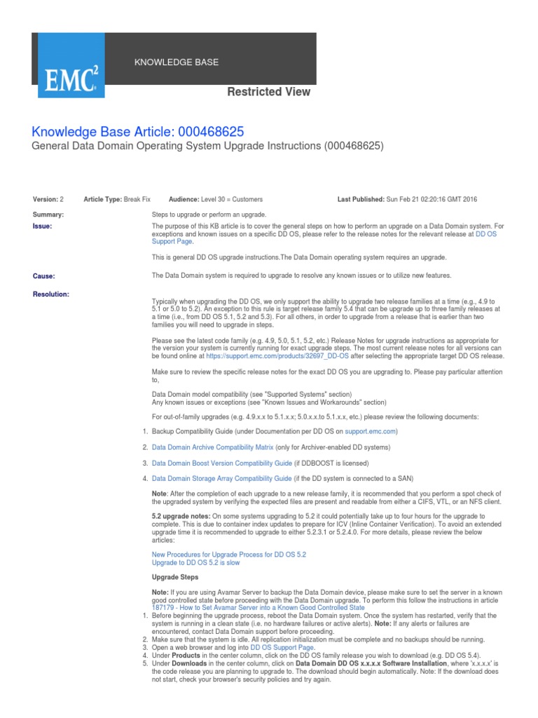 General Data Domain Operating System Upgrade Instructions | PDF ...