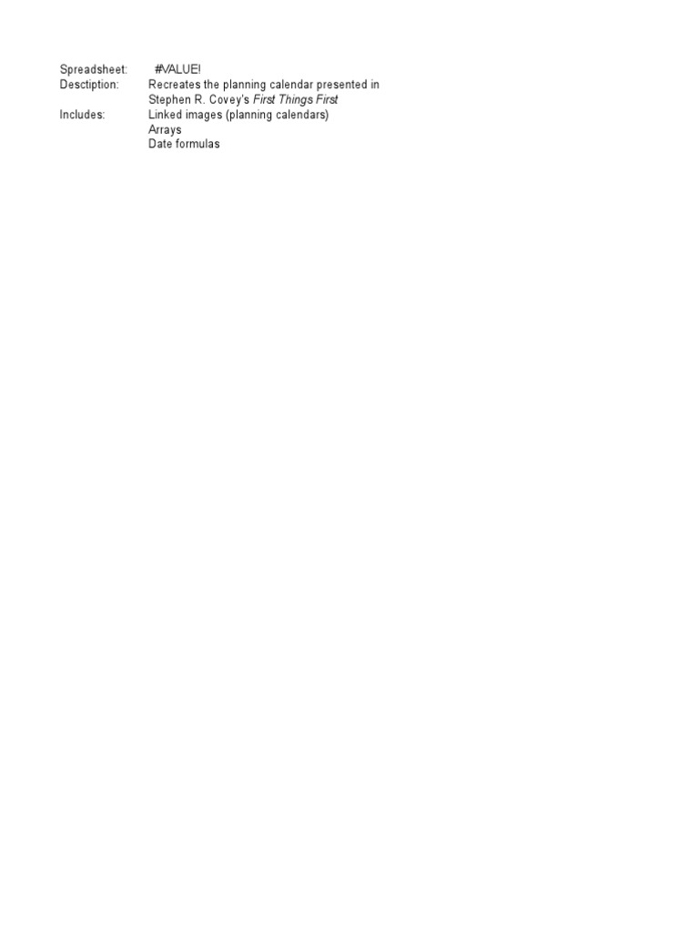 Covey Weekly Planner Template | PDF