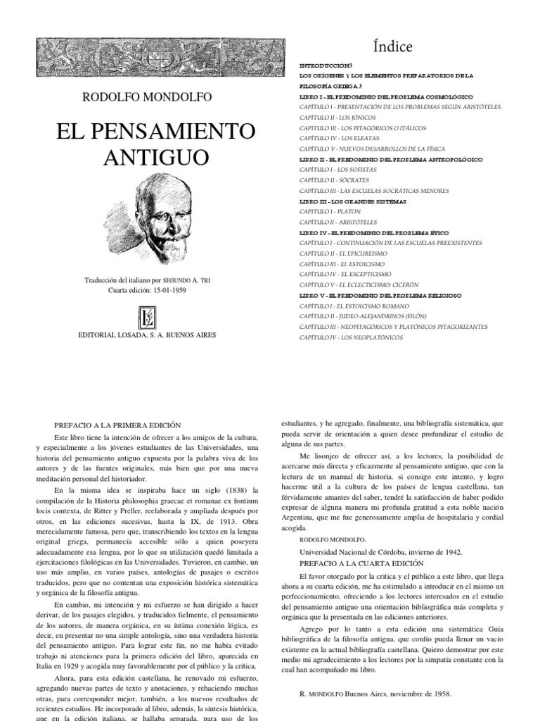 Rodolfo Mondolfo - El Pensamiento Antiguo | PDF | Aristóteles | Platón