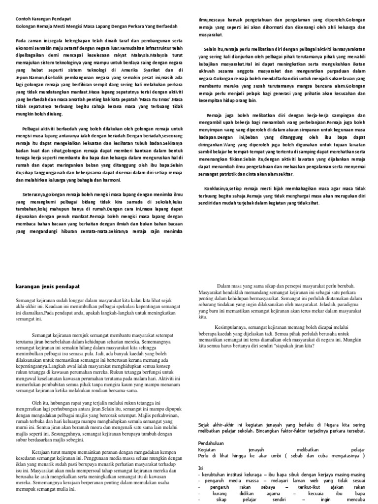 Contoh Karangan Pendapat | PDF