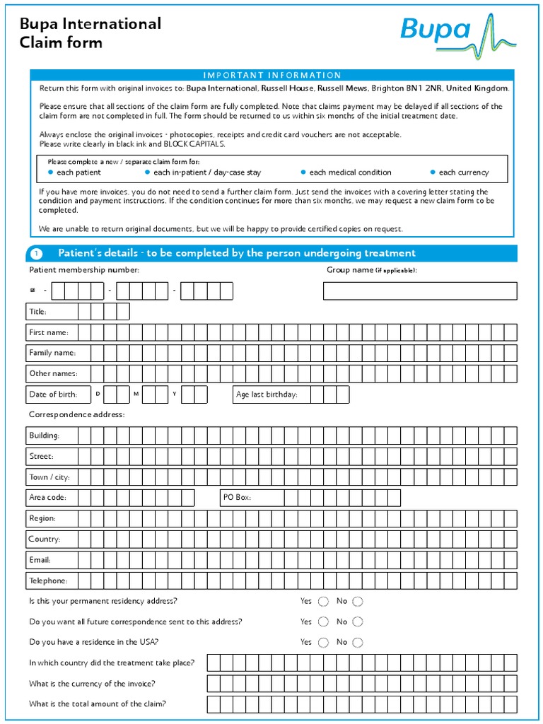 Form BUPA | PDF | Cheque | Payments