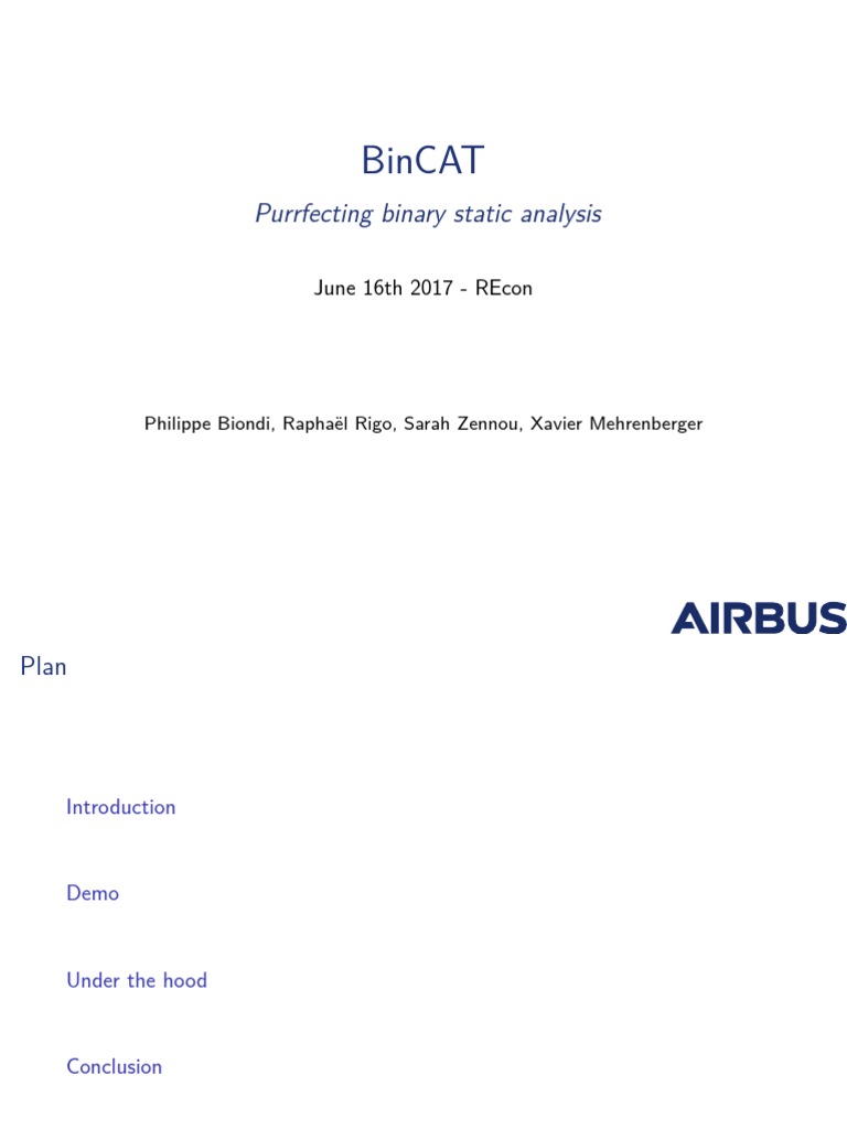 Introducing BinCAT: A Static Binary Analysis Toolkit for Extensible and ...