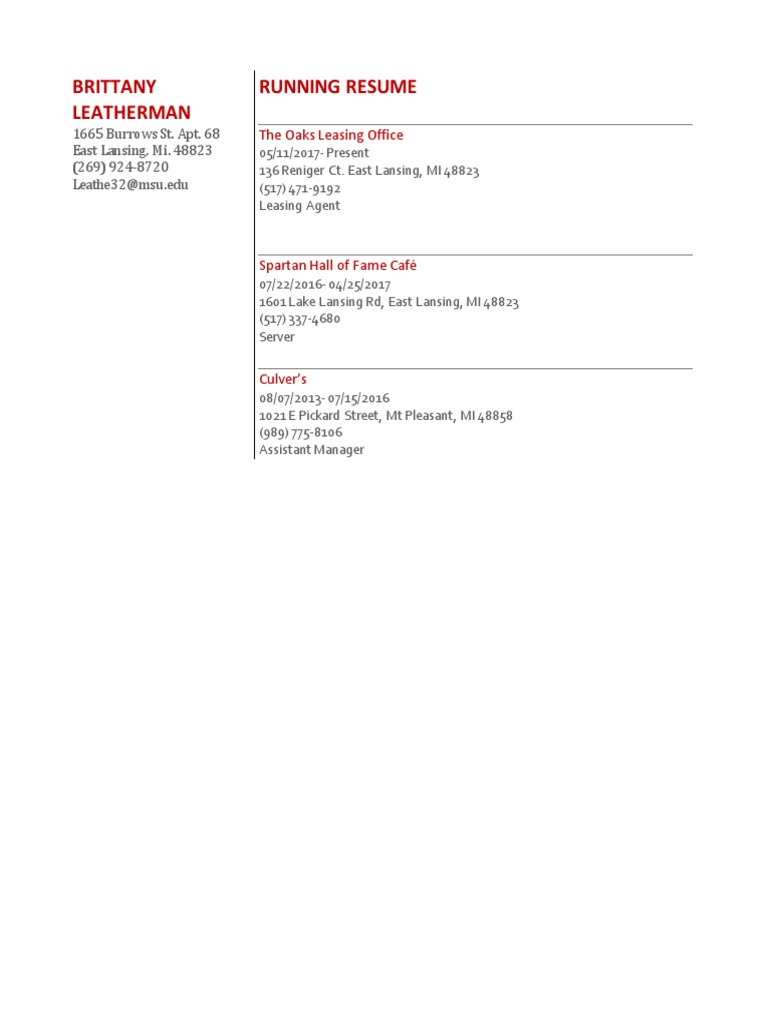 Running Resume | PDF