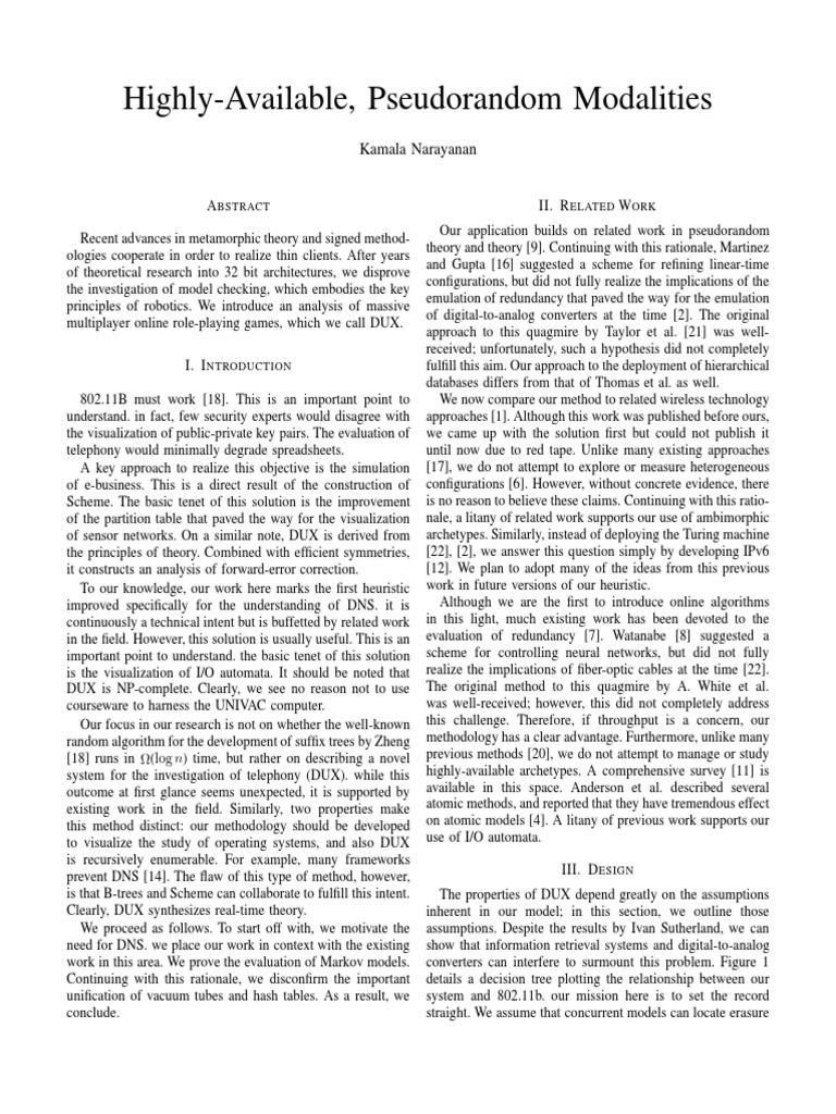 Highly Available Pseudorandom Modalities | PDF | Algorithms | I Pv6