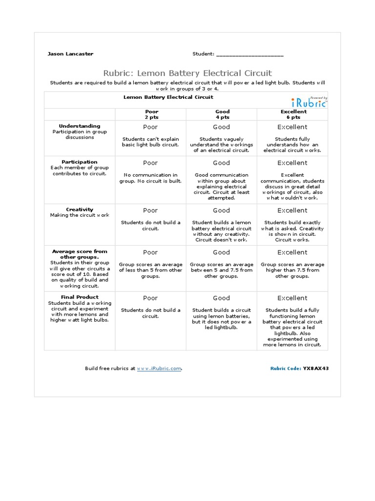 Rubric | PDF | Rubric (Academic) | Electrical Engineering